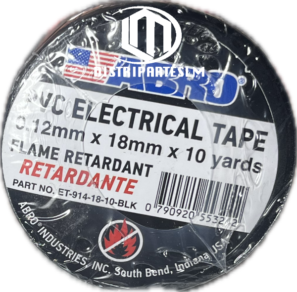 CINTA ELE PVC ABRO 18MM X 10YD NEGRA – Distripartes LM